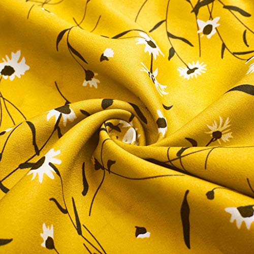 Floral Print Sleeveless Sling Dress Womens Front Lace Ups Back Zipper Patchwork Beach Dress Yellow