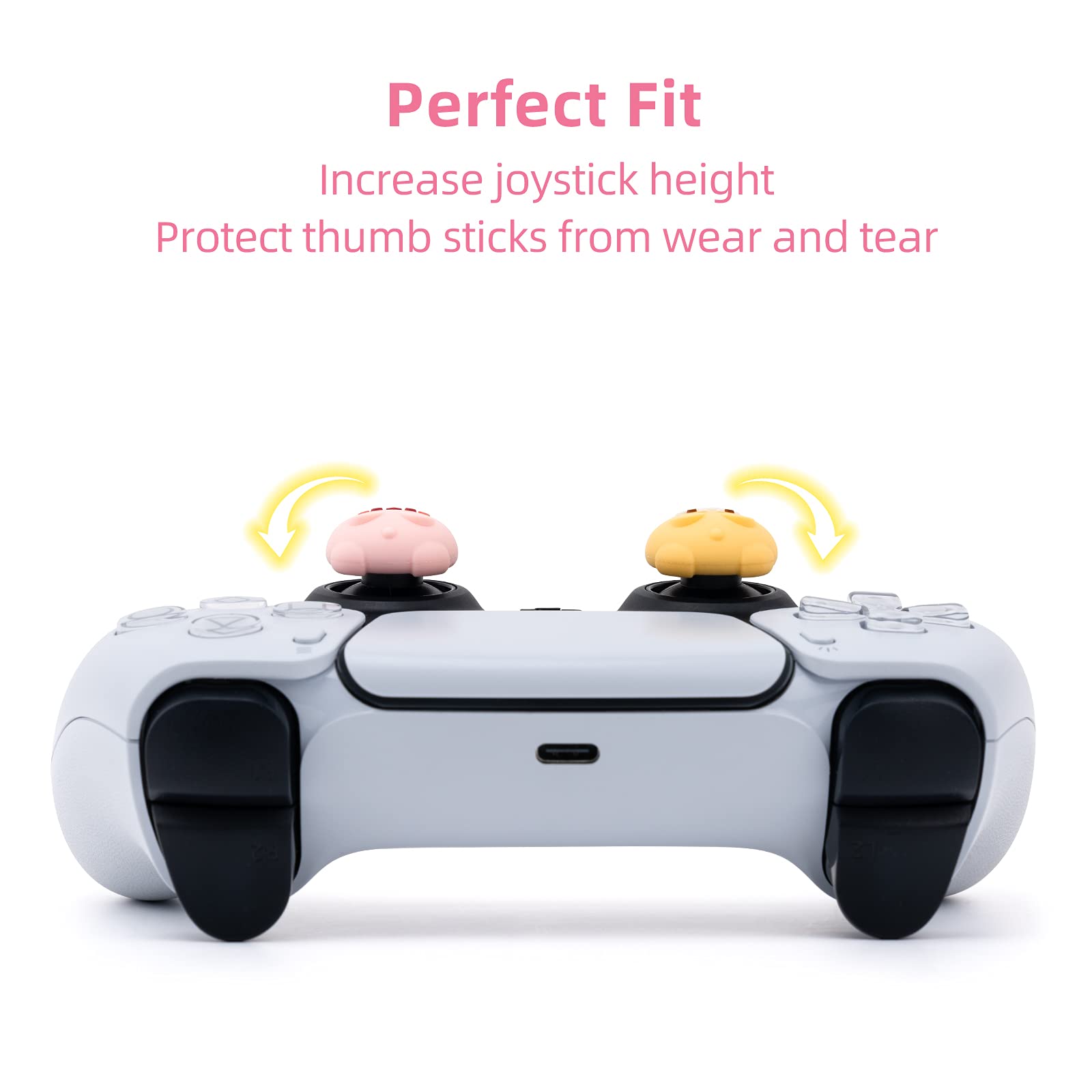 GeekShare Cute Animal Theme Playstation 5 Controller Thumb Grips, Thumbsticks Cover Set Compatible with Switch Pro Controller and PS4 PS5 Controller, 4 Pcs - Cat and Dog