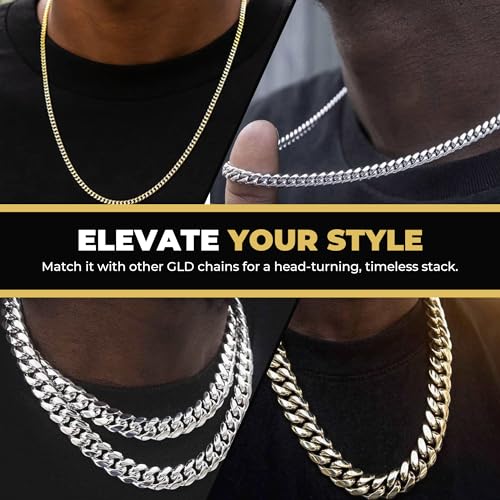 GLD Miami Cuban Link Chain for Men and Women - 14K 5MM White Gold - 20”