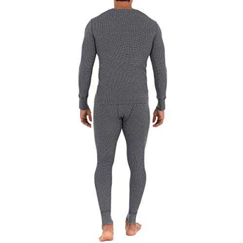 Fruit of the Loom Men's Recycled Waffle Thermal Underwear Set (Top and Bottom), Greystone Heather, 2X-Large