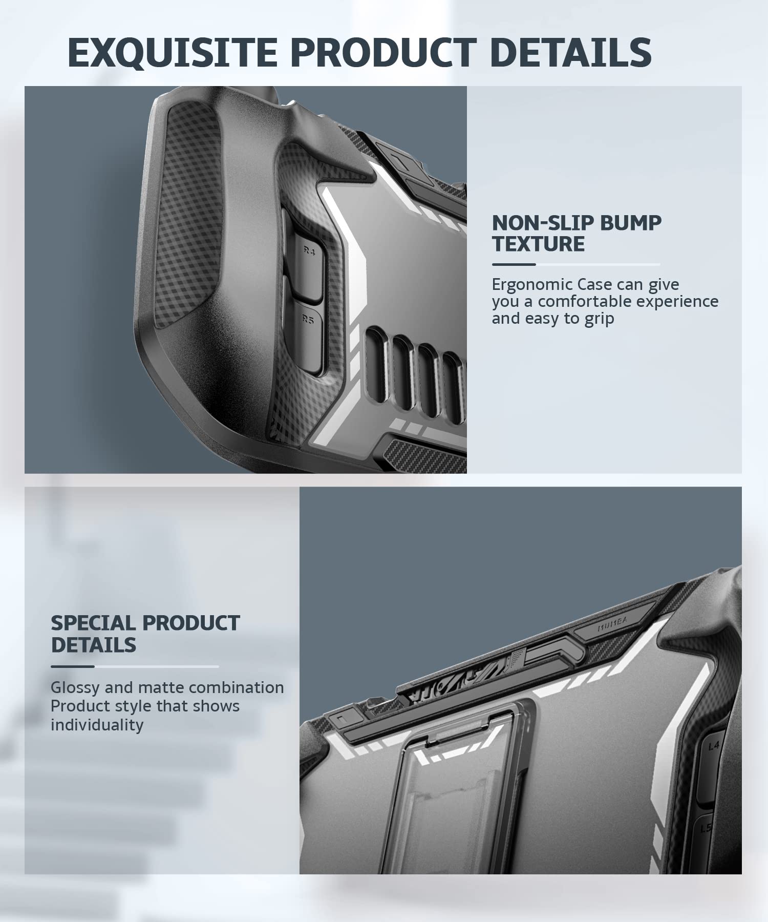 Mumba Blade Series Case for Steam Deck / Steam Deck OLED with Kickstand, TPU Grip Shock Protective Cover Accessories, Heat Dissipation Friendly, Anti-Slip & Anti-Scratch Protector (Black)