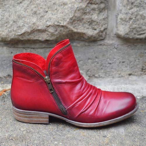 Gyouanime Ankle Booties High Heels Colors Solid Boots Fashion Women's Short Shoes Retro Womens Boots Booties Size 8 Red