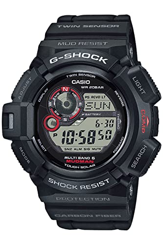 G-Shock Casio Men's MUDMAN Tough Solar Digital Thermo Sensors Watch G-9300-1ER with Resin Strap, Blue/Green, Strap