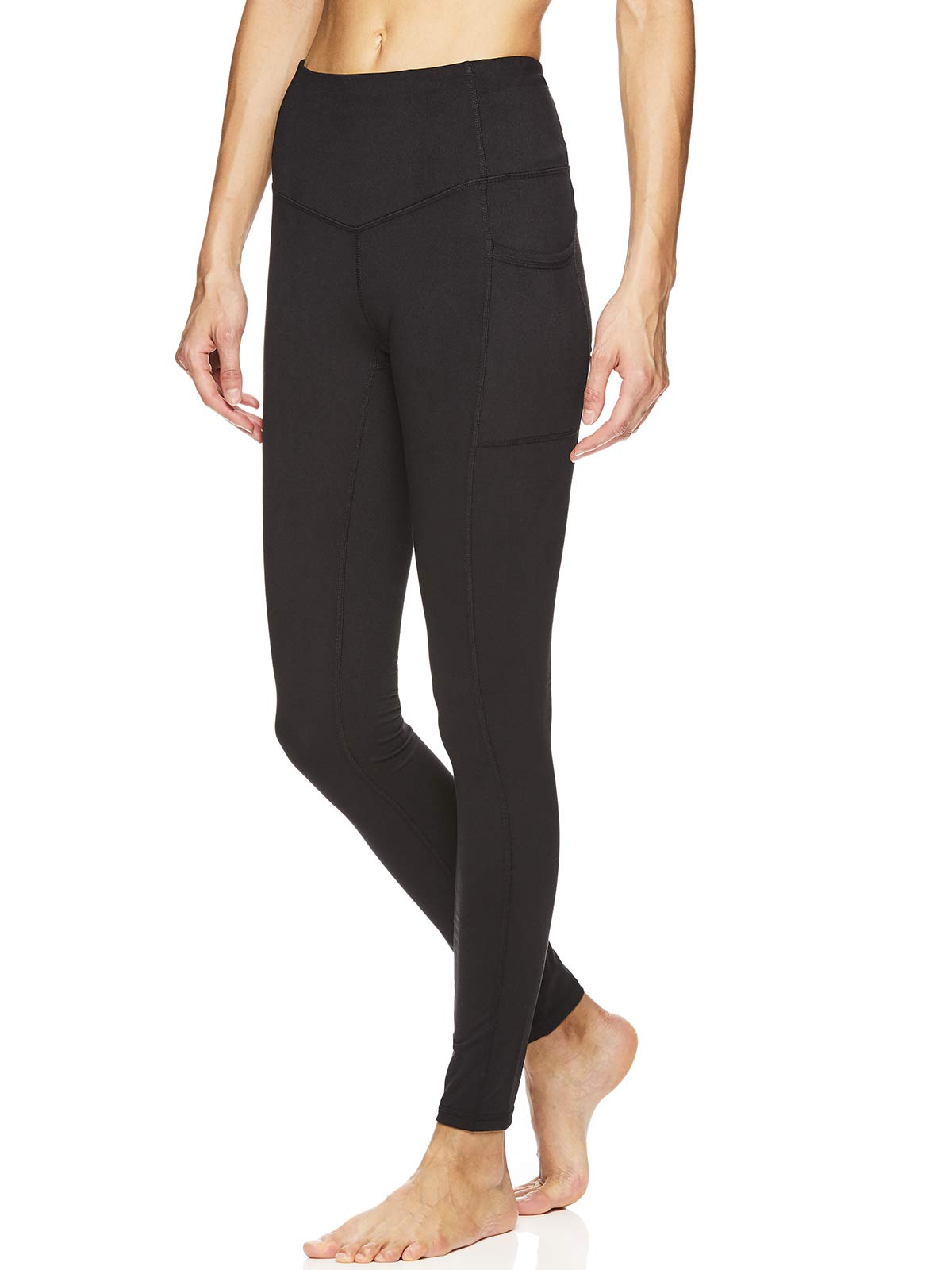 Gaiam Women's Om High Rise Waist Yoga Pants - Performance Spandex Compression Leggings - Hi Rise Relax Black, Medium