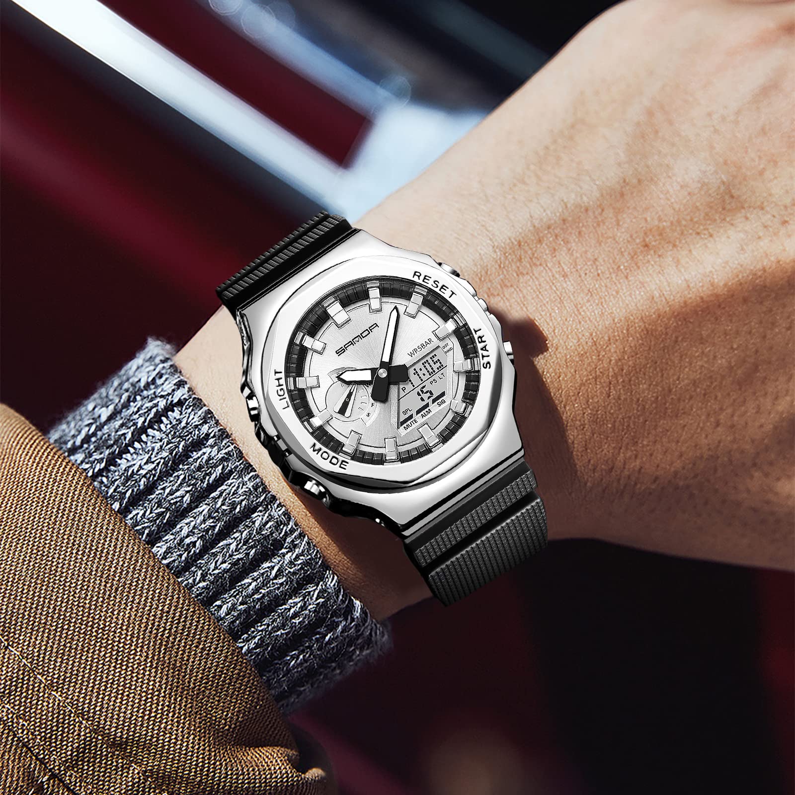 FORSINING Sports Watches for Men Military Waterproof Watches Analog Digital Electronic Tactical Army Watches Date Multi Function LED Alarm Stopwatch
