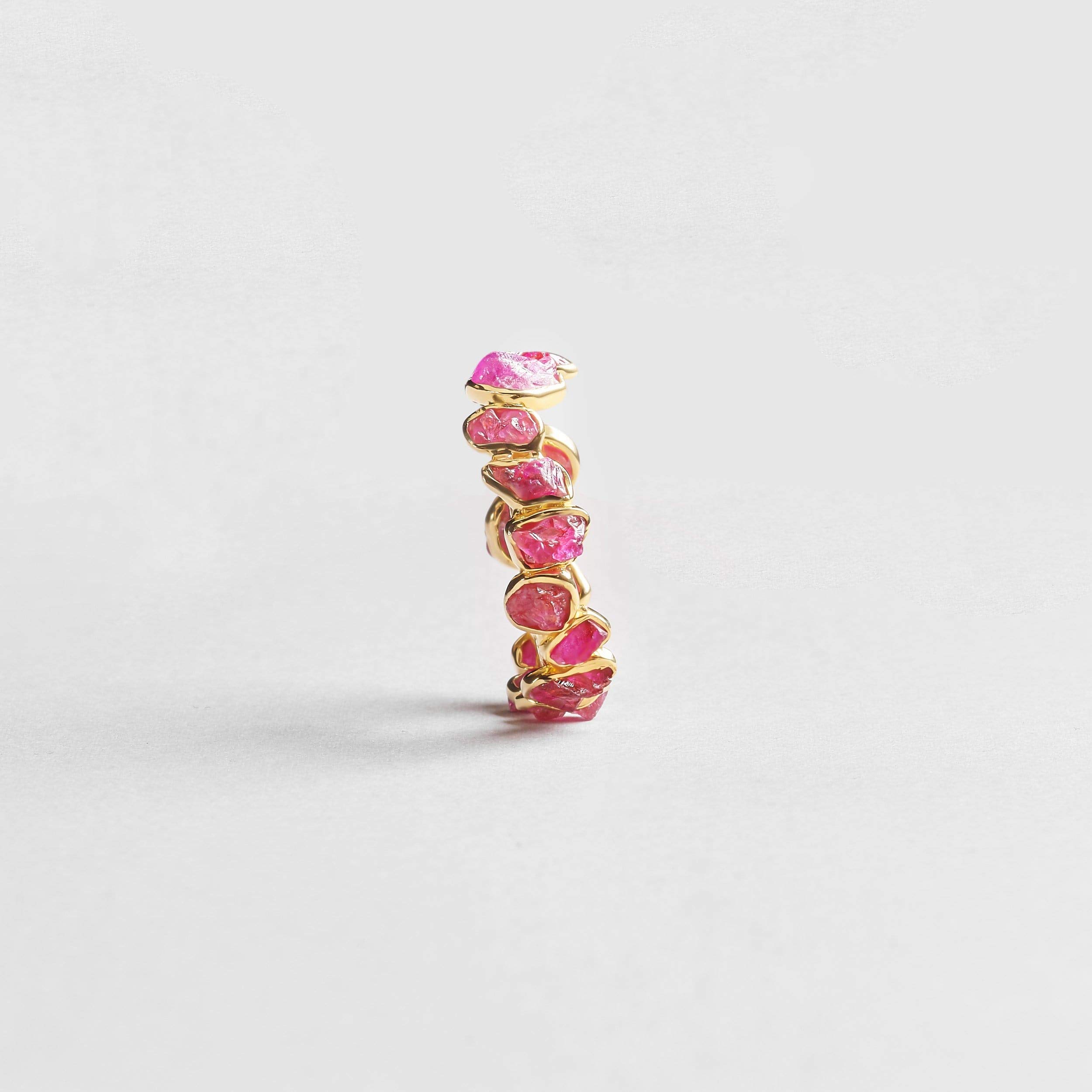 german kabirski 4.40 Carat Pink Ruby Handmade Ring in 925 Sterling Silver with Gold Plating Size 7