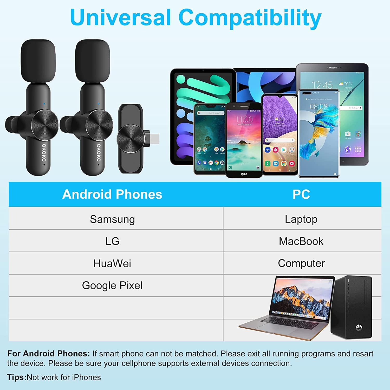 GRTPRTS Wireless Microphone for iPhone iPad, iPhone External Microphone for Video Recording, Wireless Lavalier Microphone for iPhone, Clip On Lapel Mic for TikTok Facebook Live1