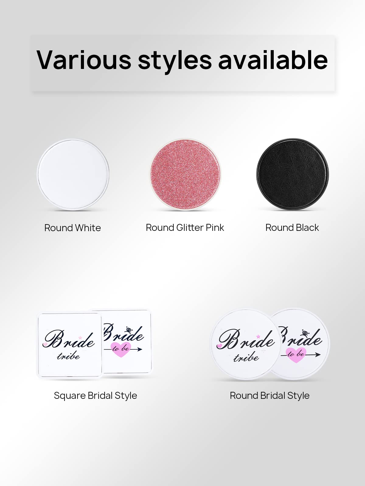 Getinbulk Compact Mirror Bulk, Set of 12 Double-Sided 1X/3X Magnifying PU Leather Round (Black, 2.7inch Diameter)