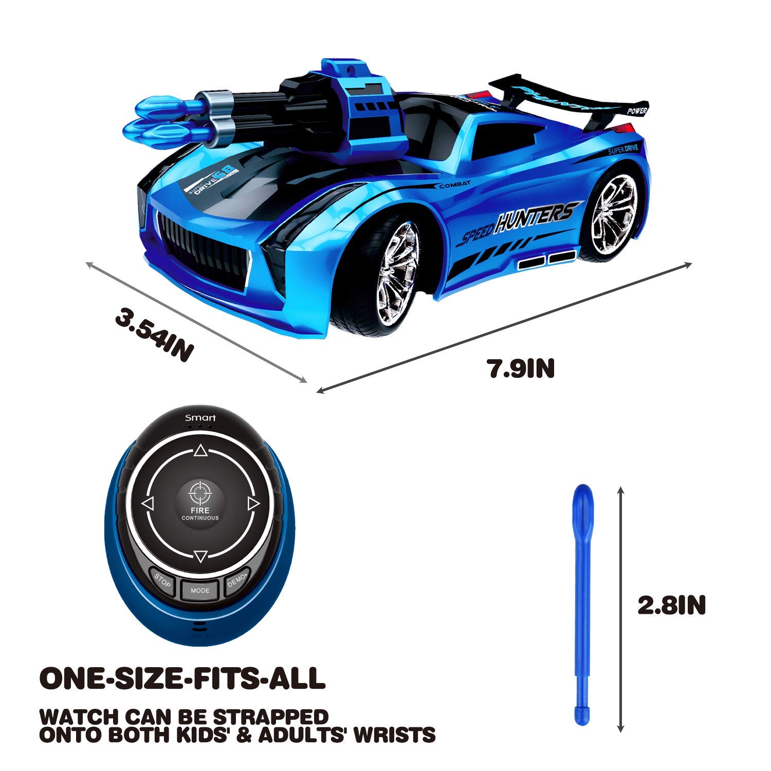 FUN LITTLE TOYS Remote Control Car, High Speed Racing Car with USB Charger, Multi Function & LED Light, Smart Watch Voice Command Remote Control Car