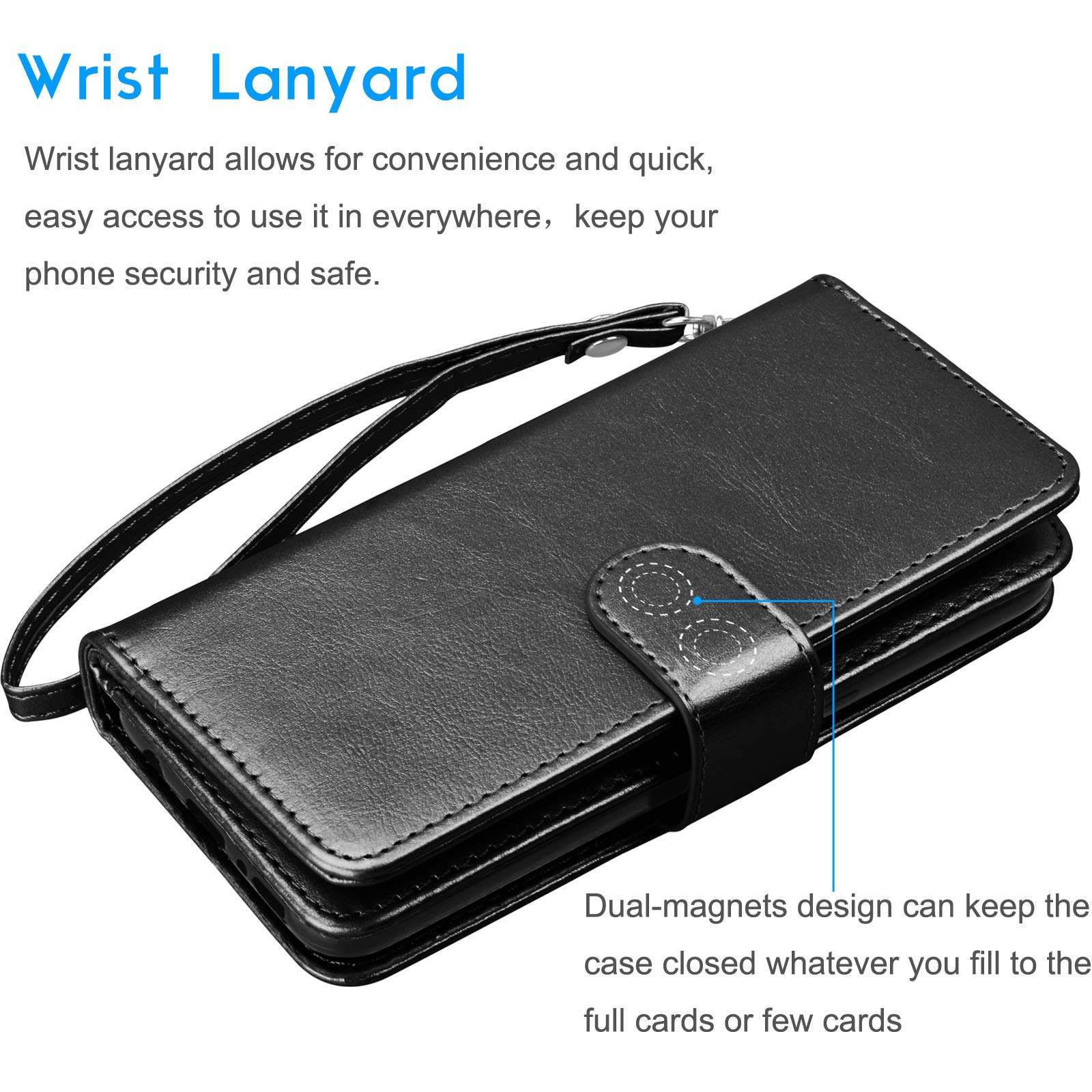 Galaxy Note 10 Plus Case, Galaxy Note 10+ Wallet Case, Luxury Cash Credit Card Slots Holder Carrying Folio Flip PU Leather Cover [Detachable Magnetic Hard Case] Kickstand for Samsung Note10+ [Black]