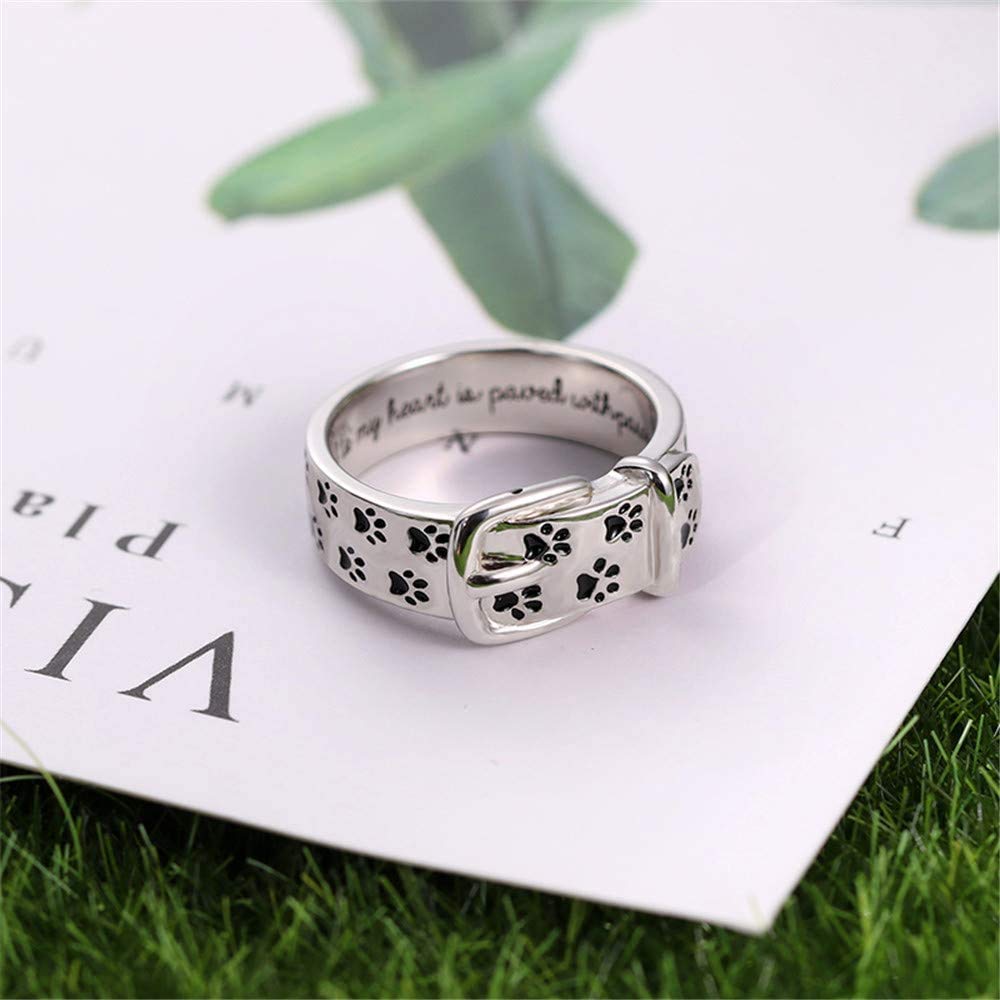 Getname Necklace Dog Cat Paw Print Ring Personalized Engraving - Sterling Silver Custom Name Pet Lover Jewelry Gift for Teens Women Men