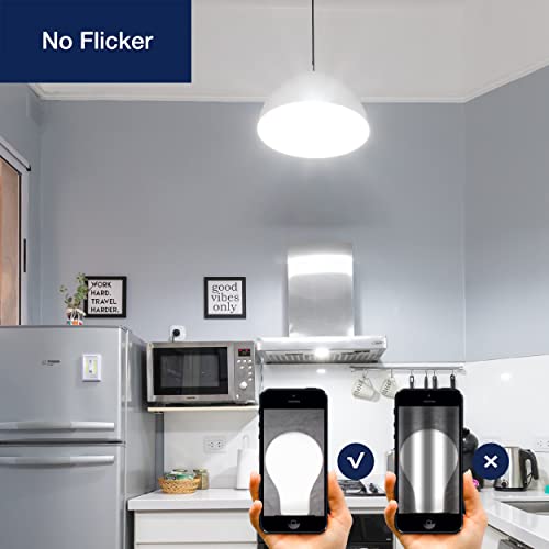 FLSNT 100W Equivalent Dimmable A21 LED Light Bulbs, Efficient 12W, 1600Lumens, 5000K Daylight, CRI90, E26 Medium Base, Milky Glass, 4 Pack