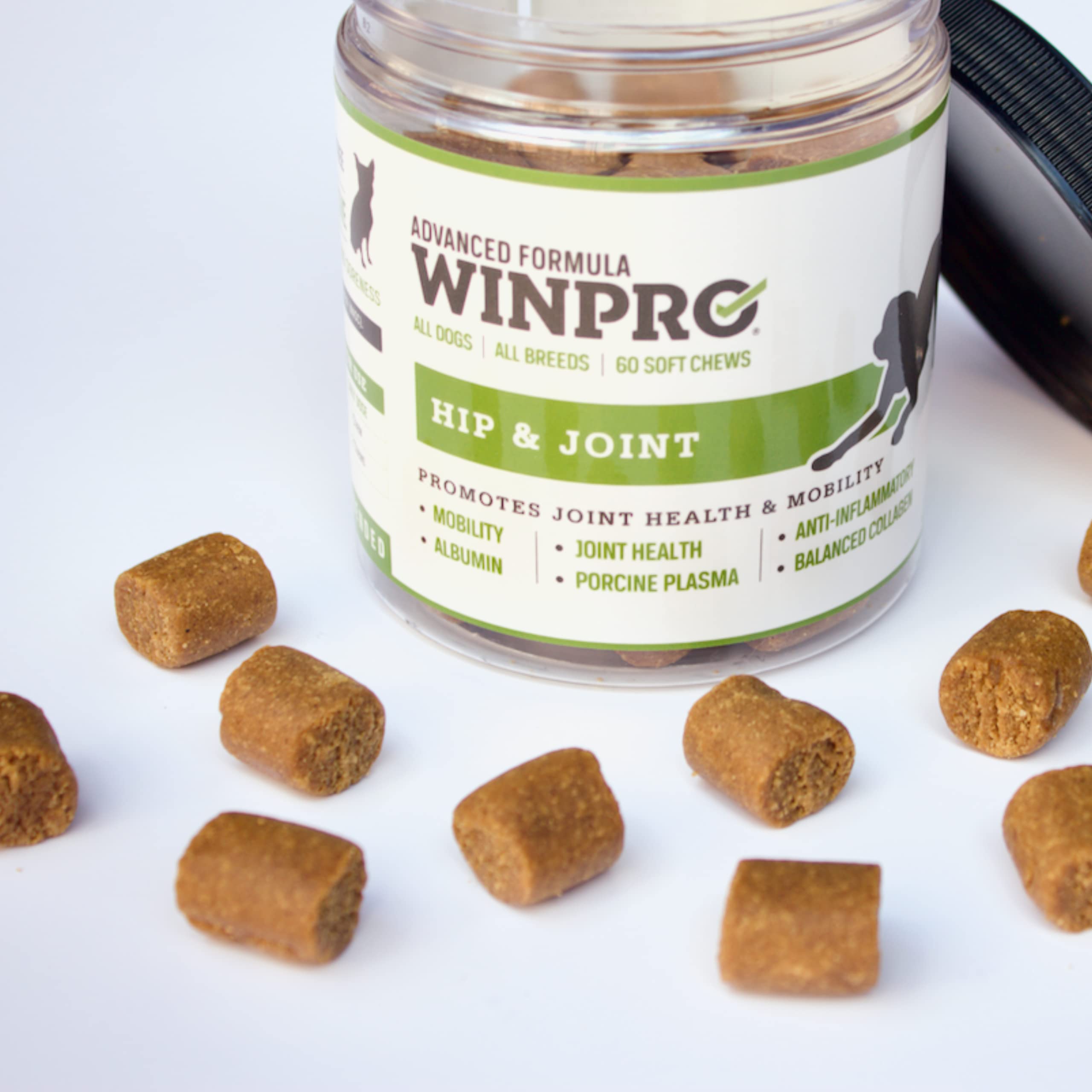 WINPRO | Dog Hip and Joint Supplement, Plasma-Powered Chews for Joint Support in Dogs of All Breeds and Sizes, Fast Acting with Collagen, 60 Count, Made in USA