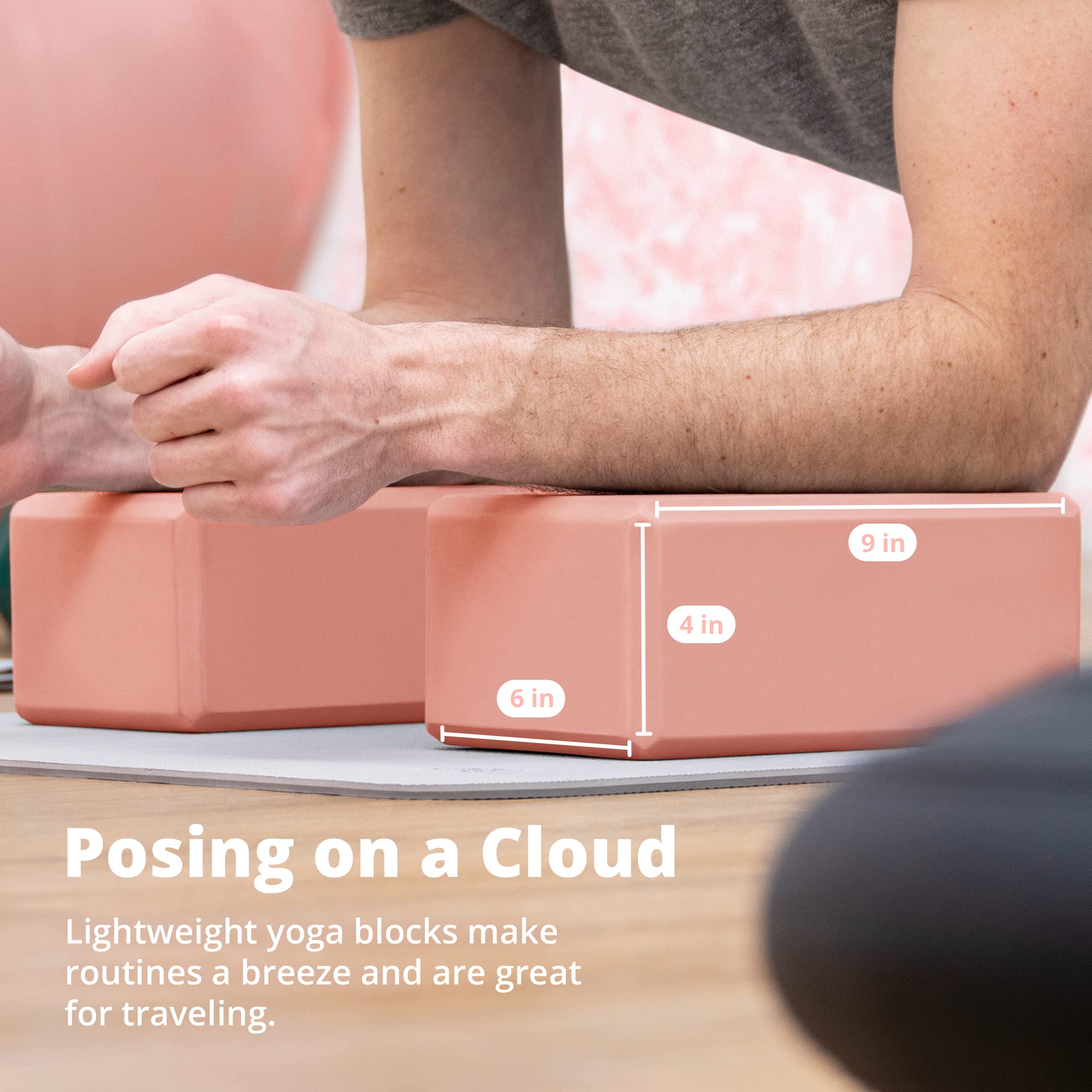 Greater Goods Premium Yoga Blocks for Yoga, Pilates, or Meditation, Blush Pink, (Pack of 2)