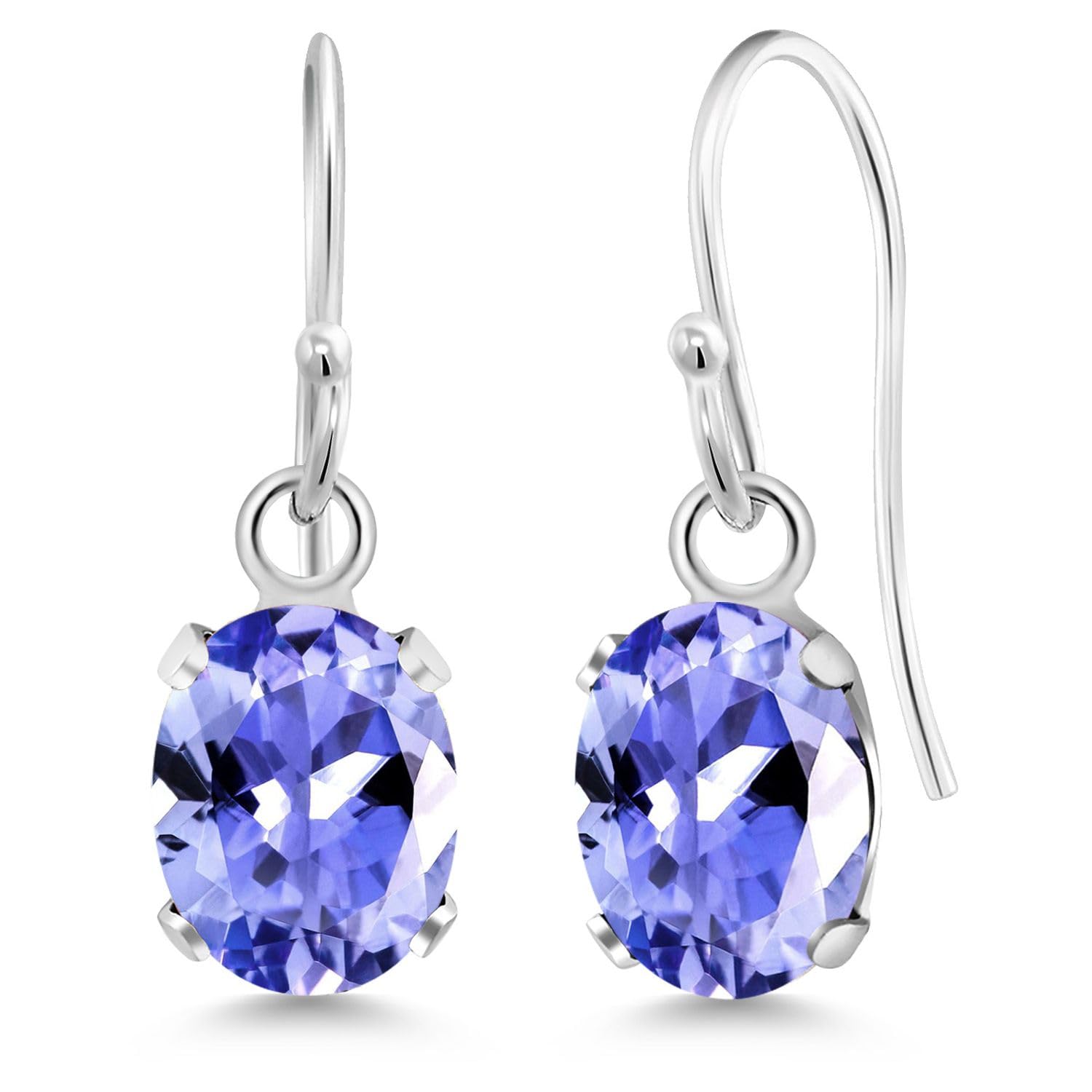 Gem Stone King 925 Sterling Silver Oval 7X5MM Gemstone Birthstone French Wire Dangle Hook Earrings For Women