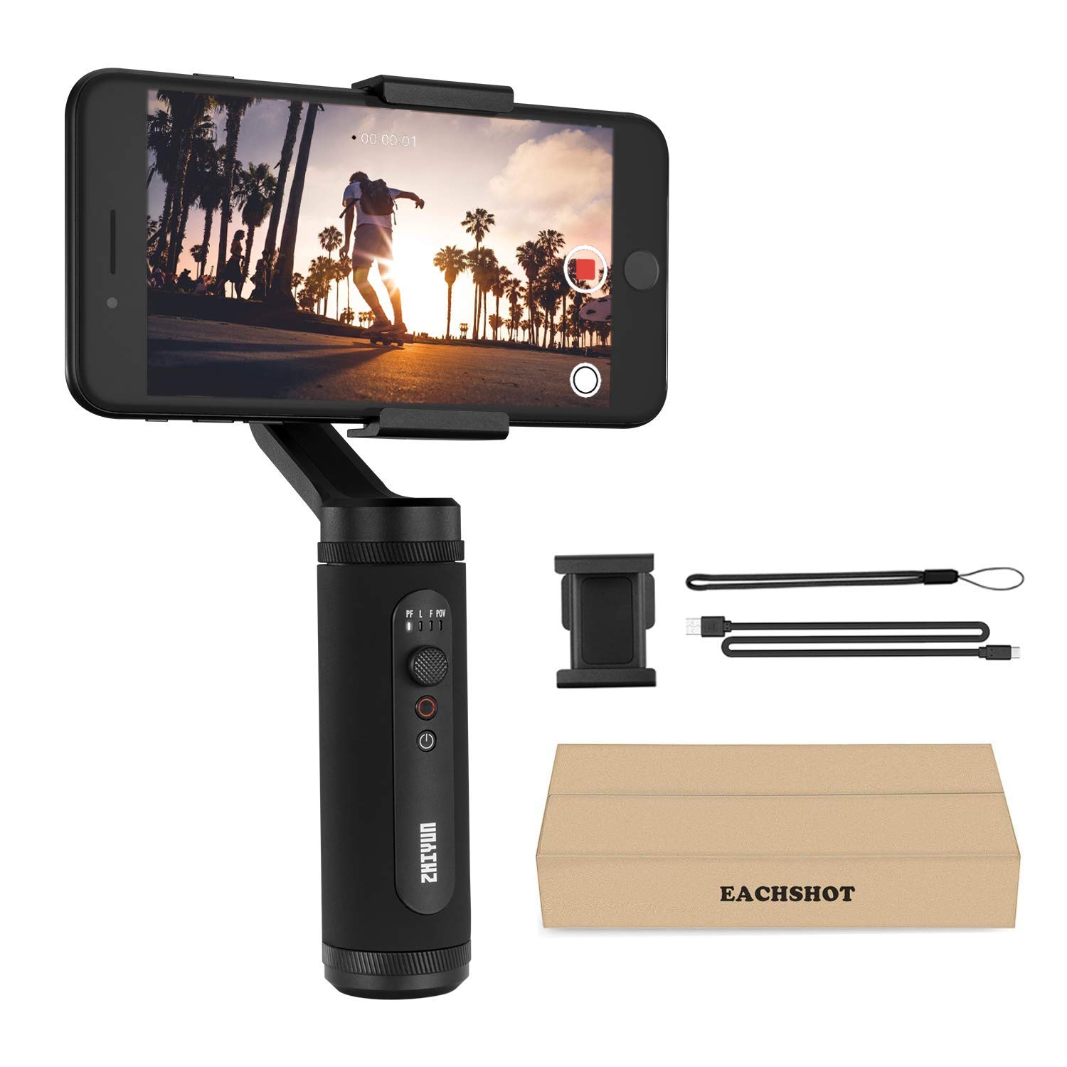 Gimbal Stabilizer for iPhone 14 13 Pro Max 12 11 X XR XS Max Smartphone Vlog Youtuber Live Video Record Inception Mode Face Object Tracking Motion Time-Lapse 3-Axis gyro Zhiyun Smooth Q2 (Pocket Size)