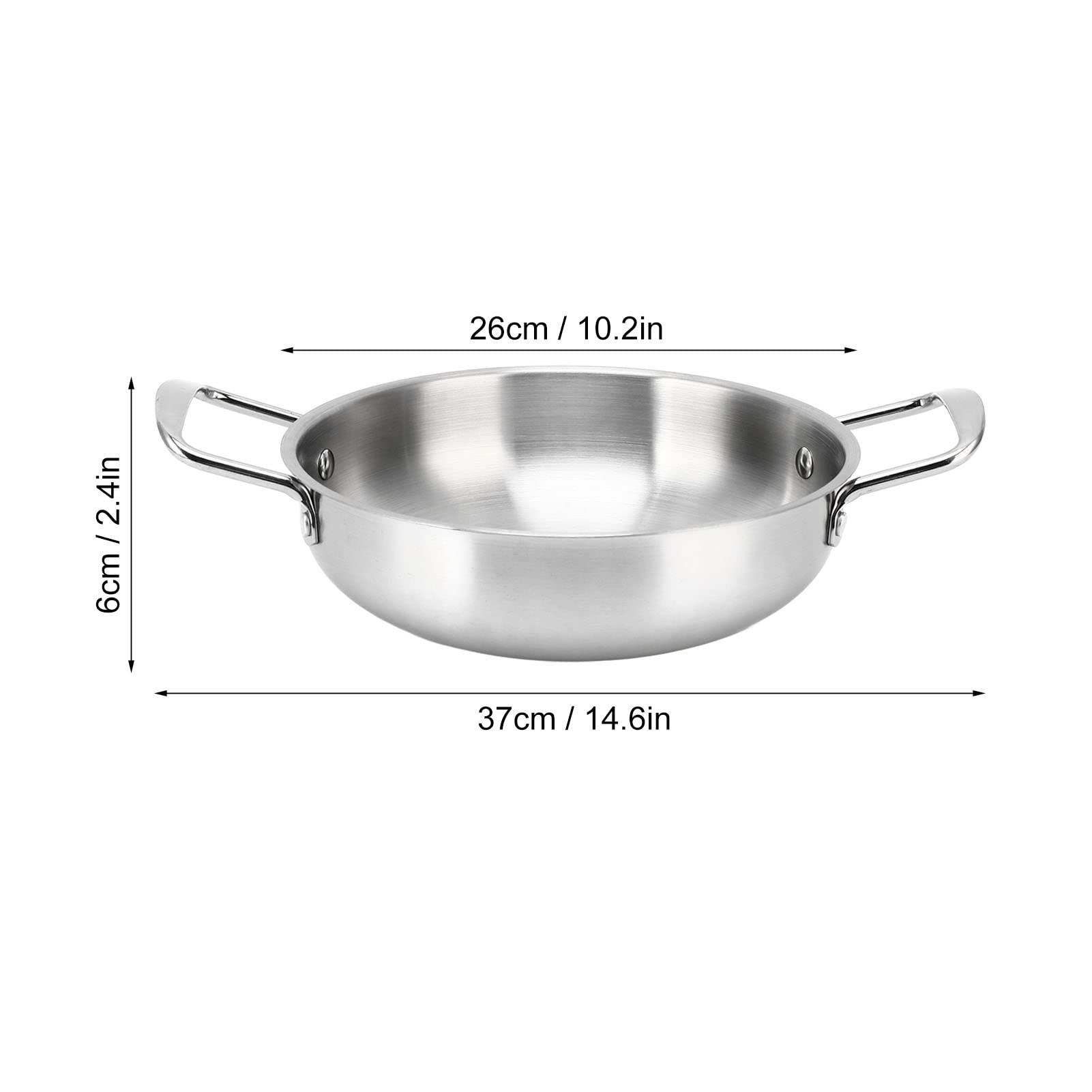 Korean Ramen Pot, Binaural Noodle Pot Flat Small Exquisite Heating Evenly EcoFriendly for Office for Dormitory for Outdoor Camping (26cm)
