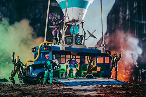 FORTNITE Battle Bus Deluxe - Features Inflatable Balloon with Lights & Sounds, Free-Rolling Wheels on Bus - Includes 4 Inch Recruit (Jonesy) and Exclusive Tomatohead Action Figures