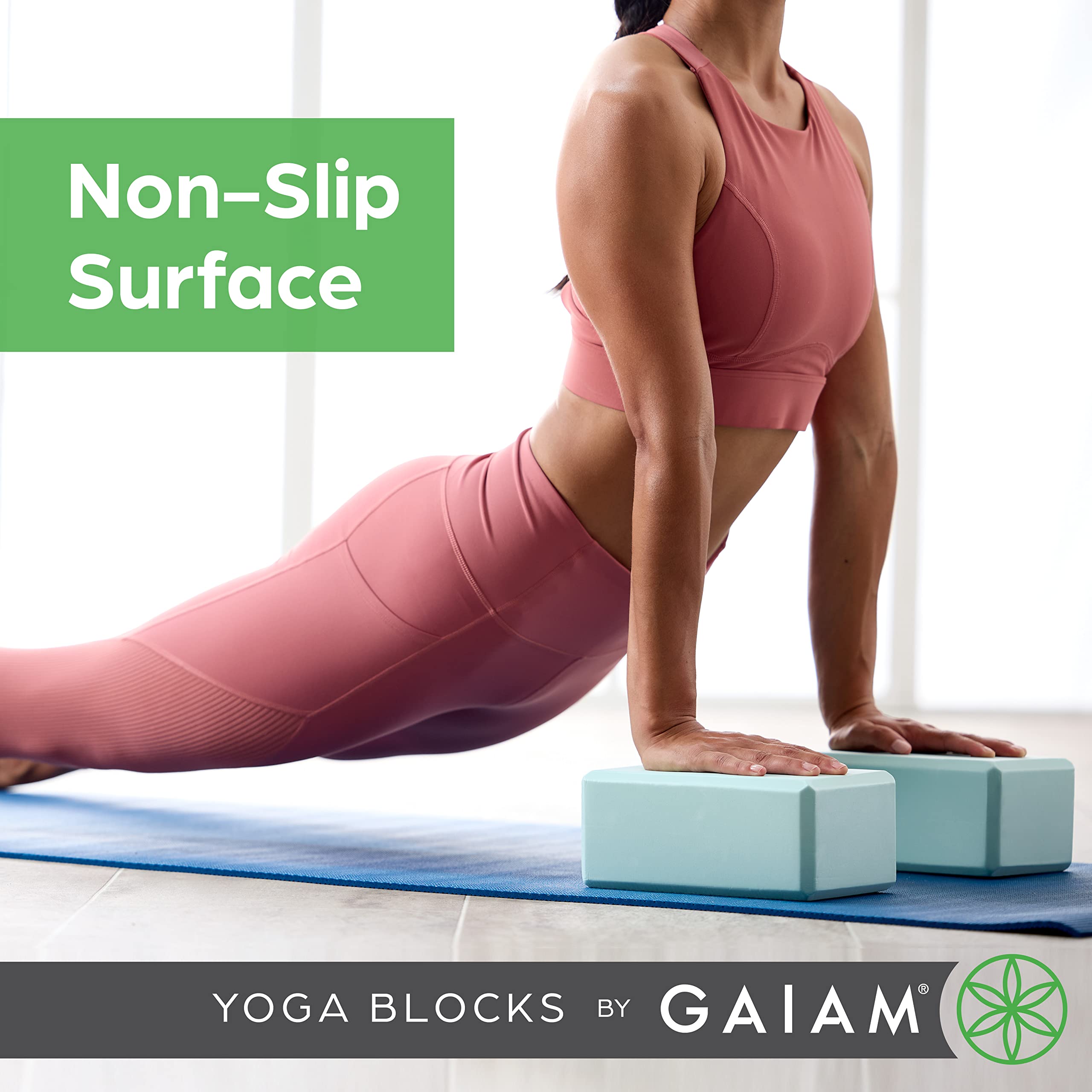 Gaiam Yoga Block - Supportive Latex-Free Eva Foam - Soft Non-Slip Surface with Beveled Edges for Yoga, Pilates, Meditation - Yoga Accessories for Stability, Balance, Deepen Stretches (Cool Mint)