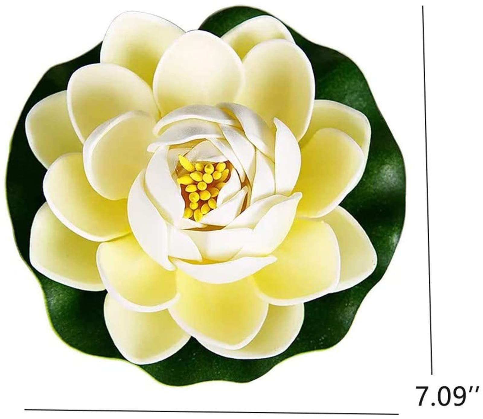 FRUTA 4 Pack Large Artificial Floating Lotus Flowers Foam Floating Flowers Set for Home Garden Pond Pools Aquarium Tank Wedding Party Decorations- Ivory White