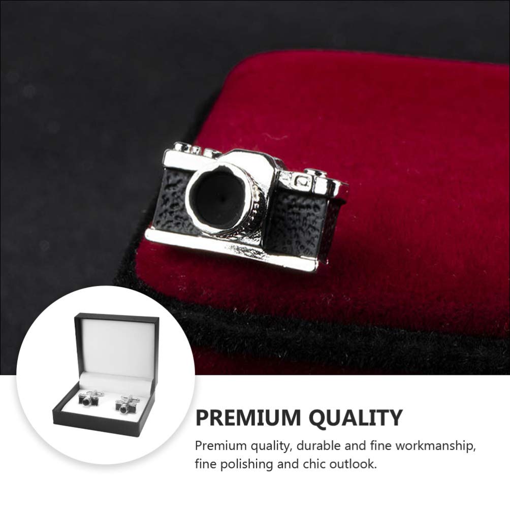 generic 1 Pair Camera Cufflinks Men Photographer Personality Cuff Studs Buttons with Gift Box Father Dad for Wedding Business Special Occasions, as shown, 1.9x1.1cm, PQS093214F1