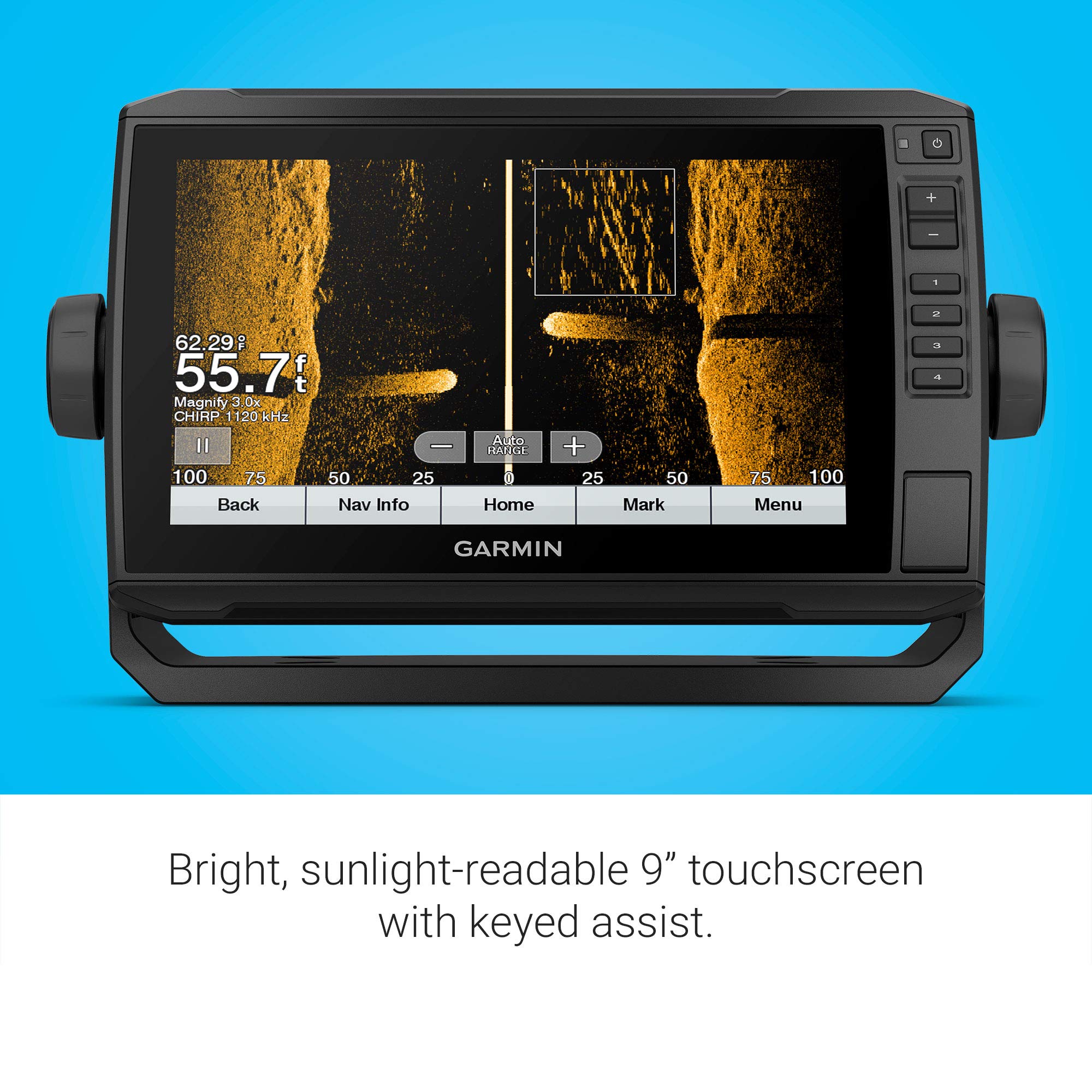 Garmin ECHOMAP UHD 93sv, 9" Keyed-Assist Touchscreen Chartplotter with U.S. LakeVü g3 and GT54UHD-TM transducer
