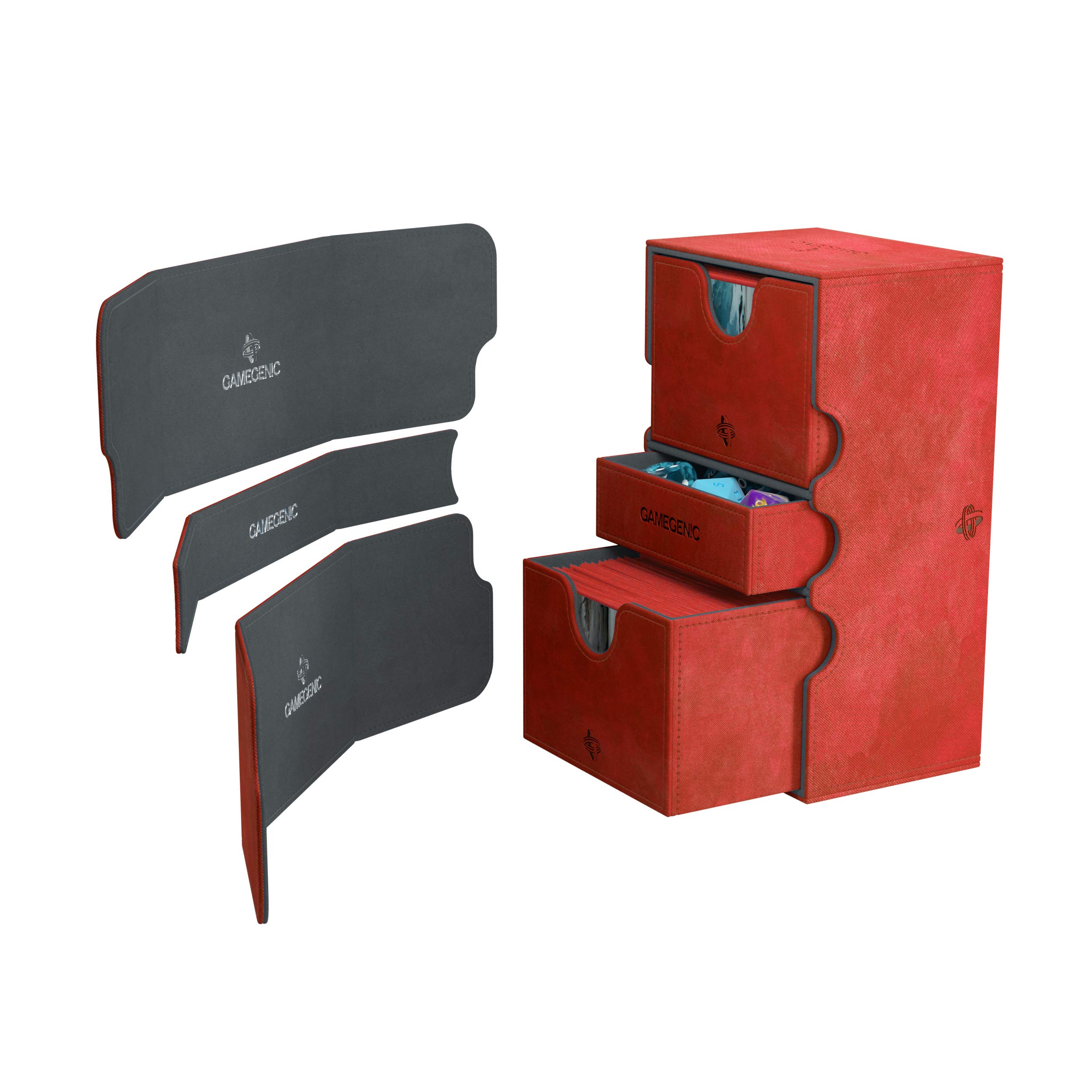 GameGenic Card Deck Box - Deck Convertible Red 200CT β Durable and Sturdy TCG, OCG Card Storage β Compatible with Pokemon Yugioh Commander and MTG Magic: The Gathering Cards