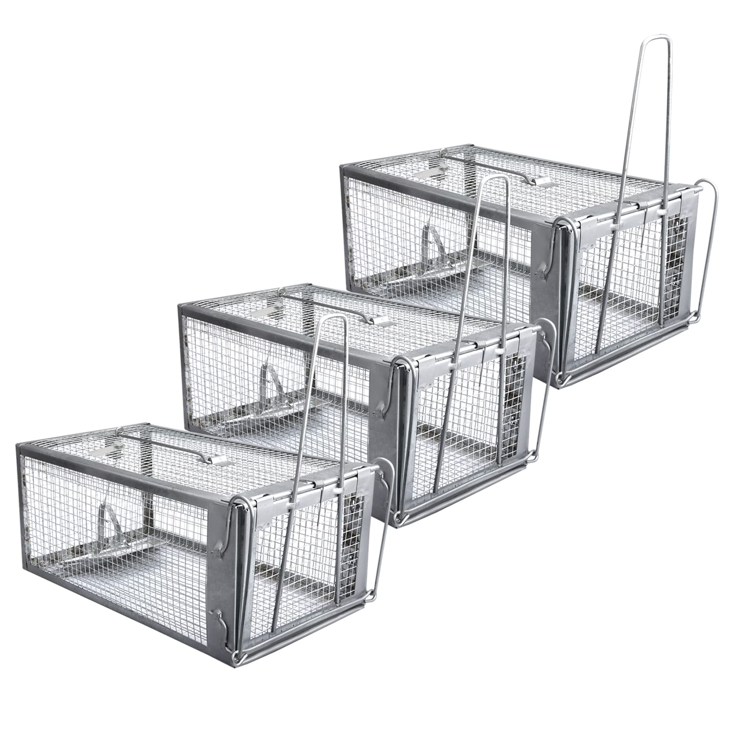 Gingbau 3-Pack Live Chipmunk Traps Humane Mouse Rat Trap Cages for Indoors and Outdoors