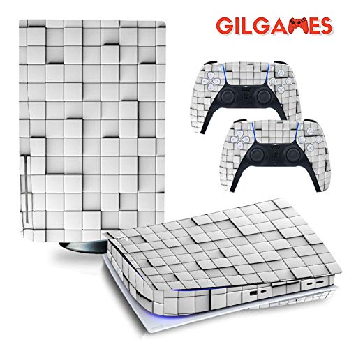 GilGames Skin Decals Faceplate for Playstation 5, Vinyl Protector Wrap Full Set Protective Cover Stickers Kit Console and Controller (Disk Edition)
