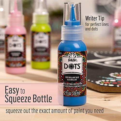 FolkArt, Breezy Blue Acrylic 2 fl oz Vibrant Multi-Surface Dot Paint Perfect for Easy to Apply DIY Arts and Crafts, 12047