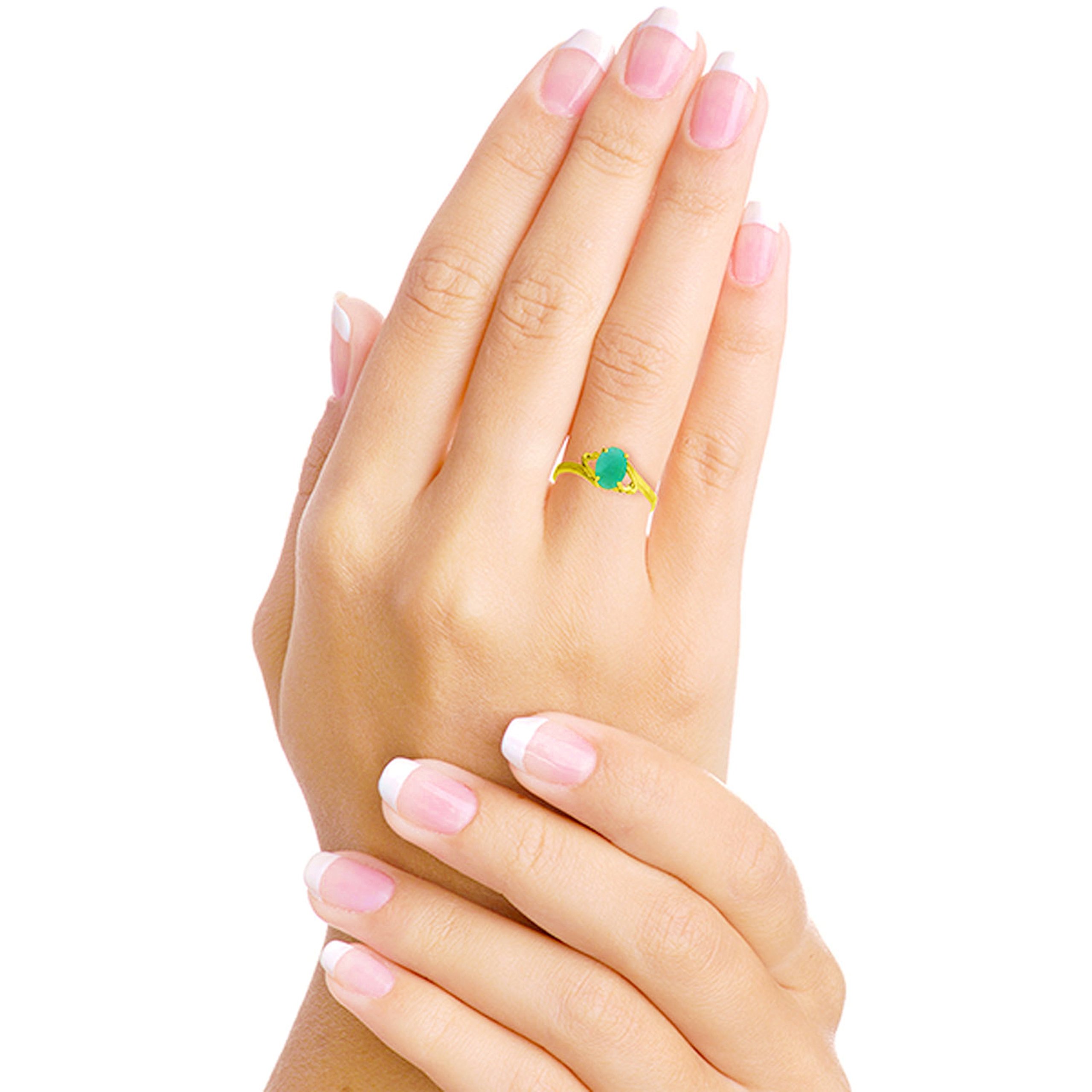 Galaxy Gold GG 14k Yellow Gold Natural Emerald Ring - Size 6