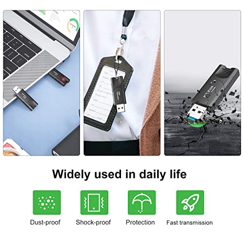 KEXIN Flash Drive 64GB USB 3.0 Flash Drive Thumb Drive 64 GB USB Drive Bulk Jump Drive 64G Memory Stick Jump Drive with LED Light for Data Storage Black 3 Pack