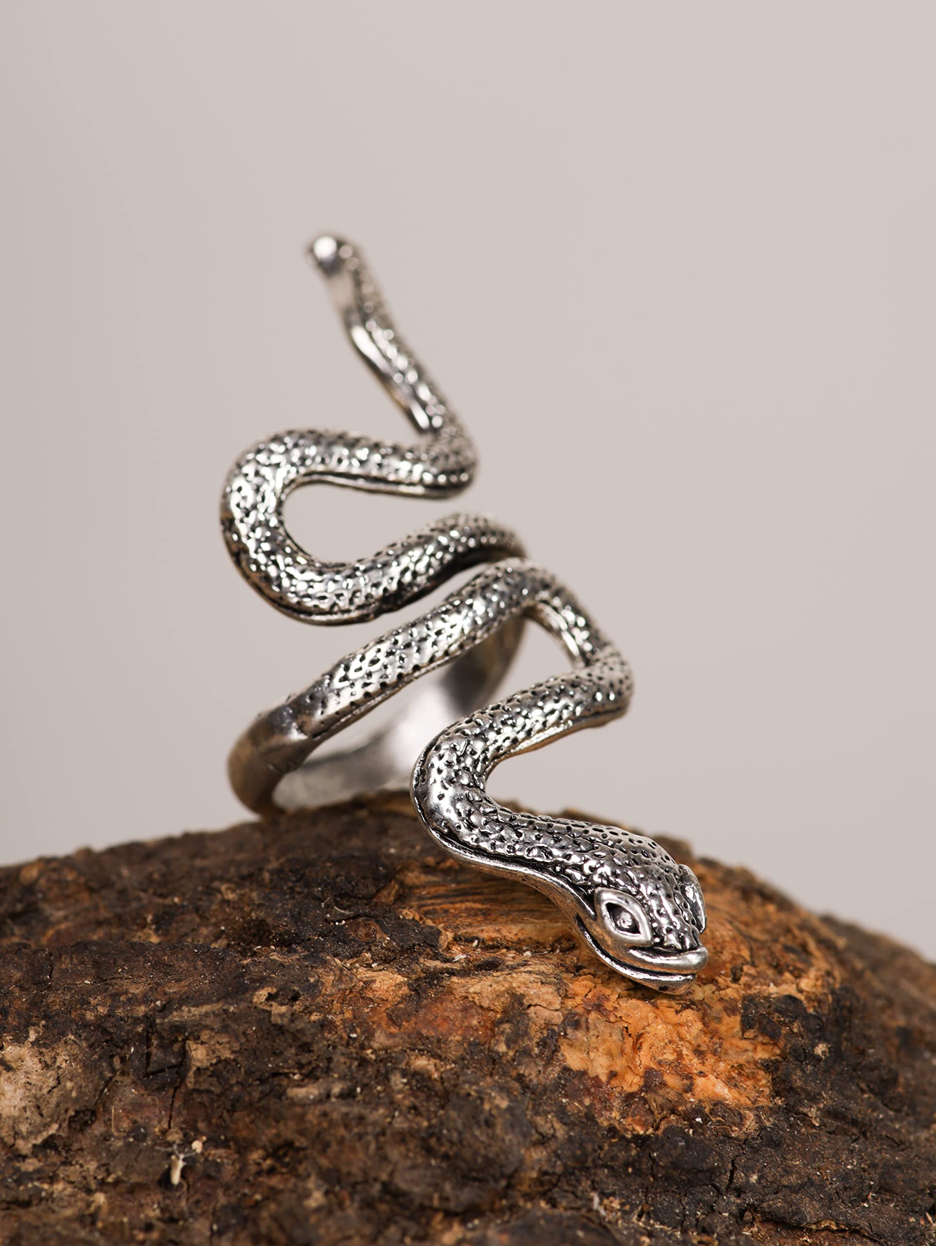HAQUIL Vintage Snake Witchy Adjustable Ring, Snake Adjustable Serpentine Statement Ring, Dainty Wrap Serpent Snake Ring, Band Punk Jewelry