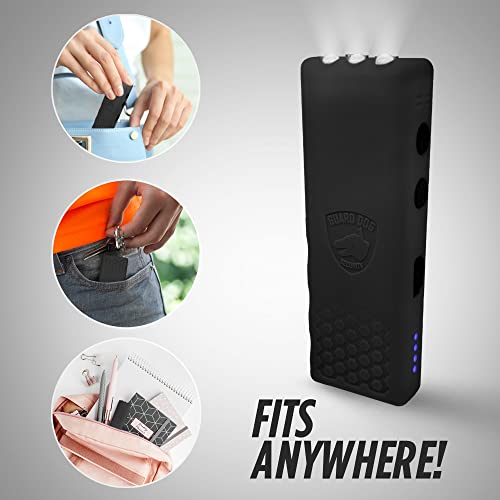 GUARD DOG SECURITY Hornet+ Mini Stun Gun Keychain - Stun Gun Flashlight Now with Battery Life Indicator - Personal Defense Equipment β Rechargeable (Blue)