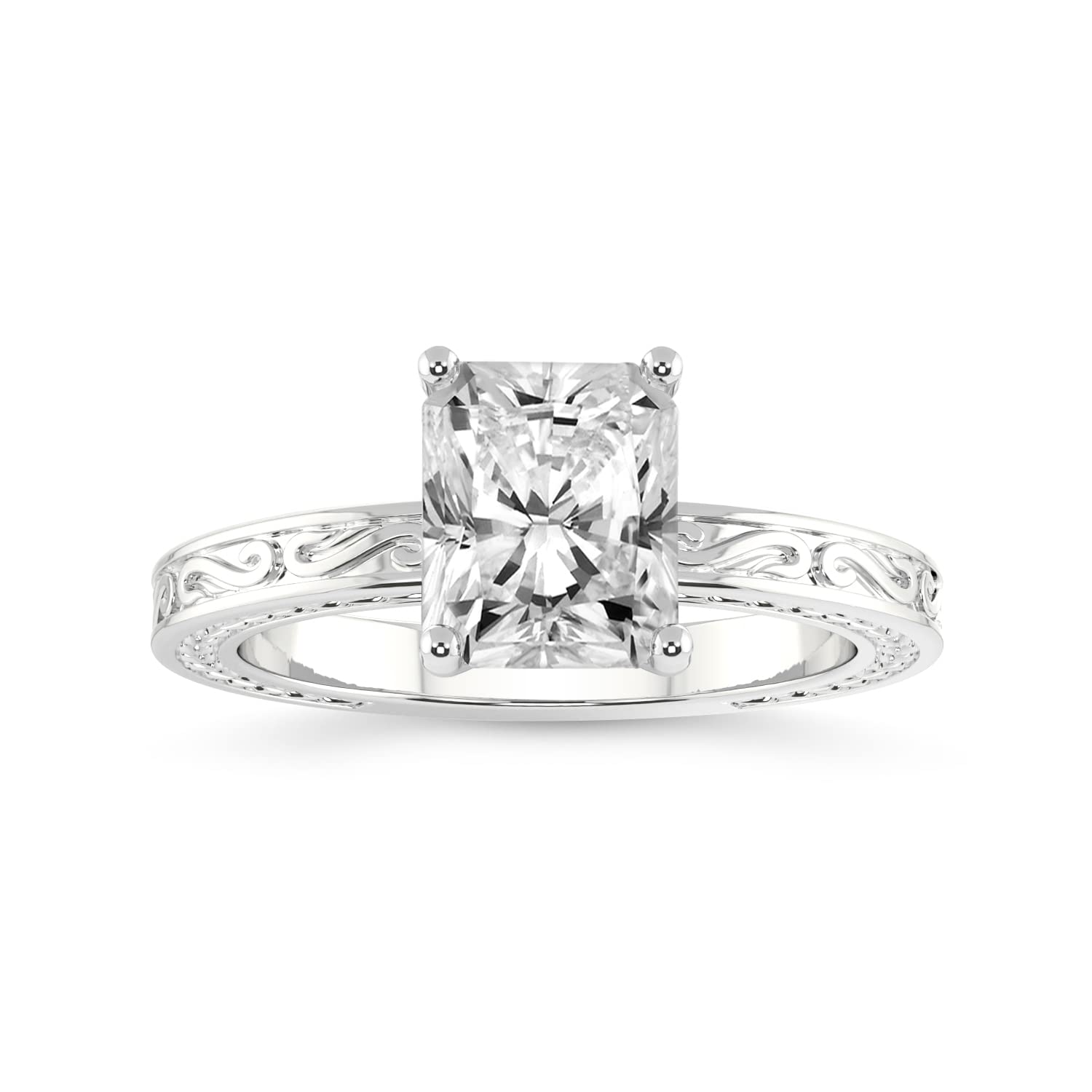 FRIENDLY DIAMONDS 1 Carat IGI Certified Radiant Shape Lab Grown Diamond Ring | 14K Or 18K in White, Yellow Or Rose Gold | Ivory Vintage Solitaire Diamond Engagement Ring | FG-VS1-VS2 Quality