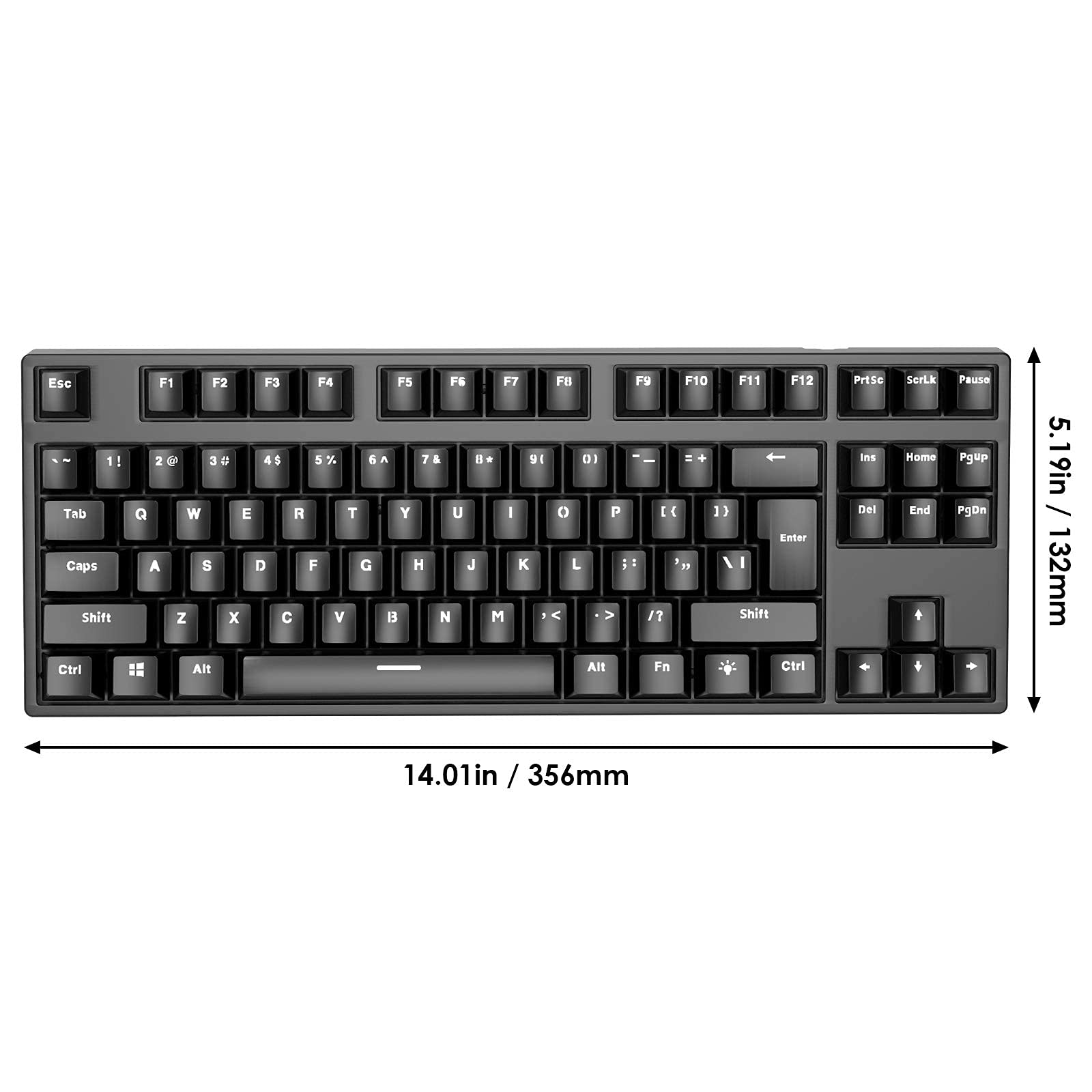 GIM Mechanical Gaming Keyboard 87 Keys LED Rainbow Backlit Small Compact Keyboard with Click Blue Switches 100percent Anti USB Wired Computer Laptop Keyboard for Windows PC Gamers Renewed KB 87