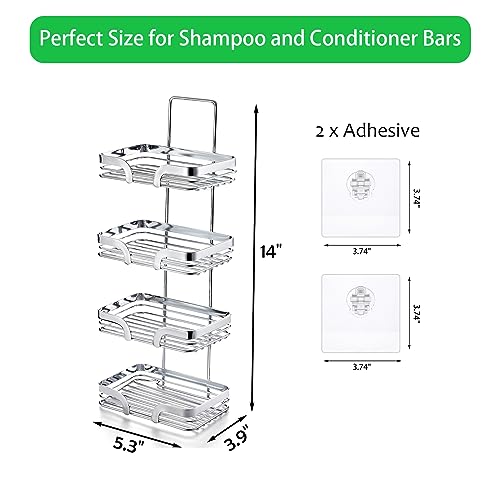 Glolaurge Bar Soap Holder, Stainless Steel Shampoo Bar Holder for Shower Wall, Bathroom, 2 Tiers, Silver