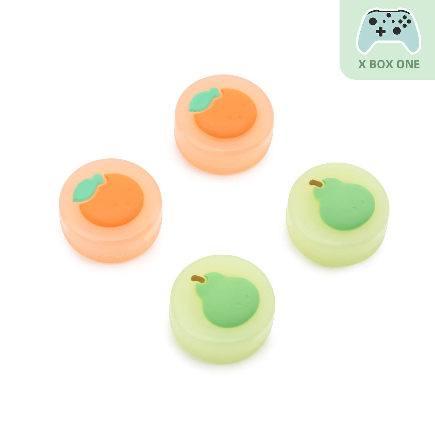 GeekShare Fruits Theme Xbox One Controller Thumb Grips, Thumbsticks Cover Set Compatible with Xbox One Controller, 2 Pair / 4 Pcs - Pear and Orange