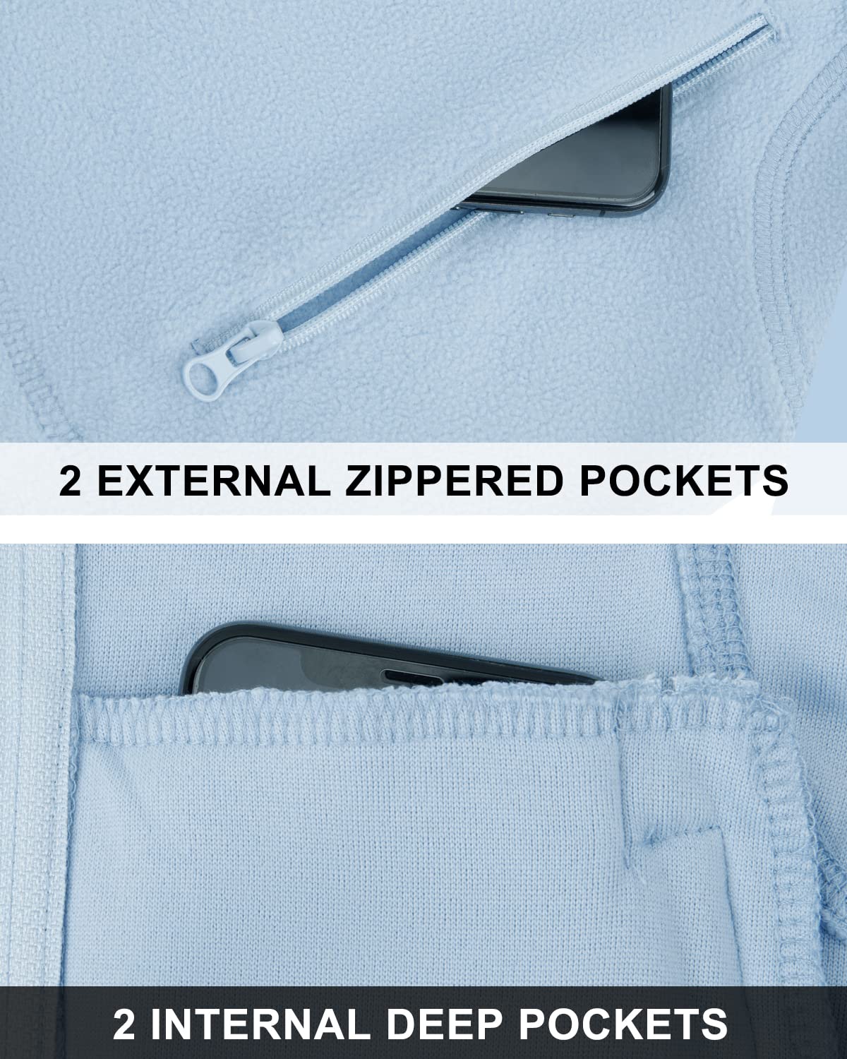 Fleece Zip Up Women Lightweight Soft Fleece Athletic Running Track Jackets Slim Fit Workout Jacket with Thumb Holes(Light Blue,Small)