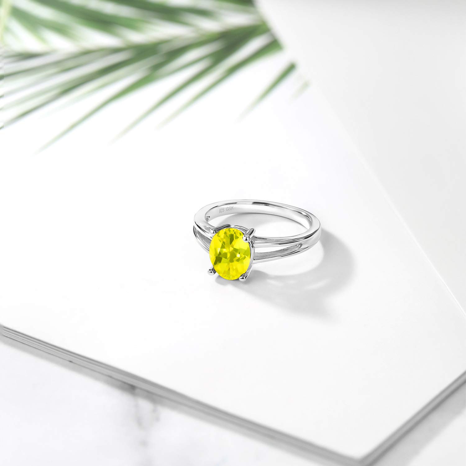 Gem Stone King 925 Sterling Silver 9X7MM Oval Gemstone Birthstone Solitaire Engagement Ring | Wedding Engagement Anniversary Promise Ring For Women | Available In Size 5, 6, 7, 8, 9