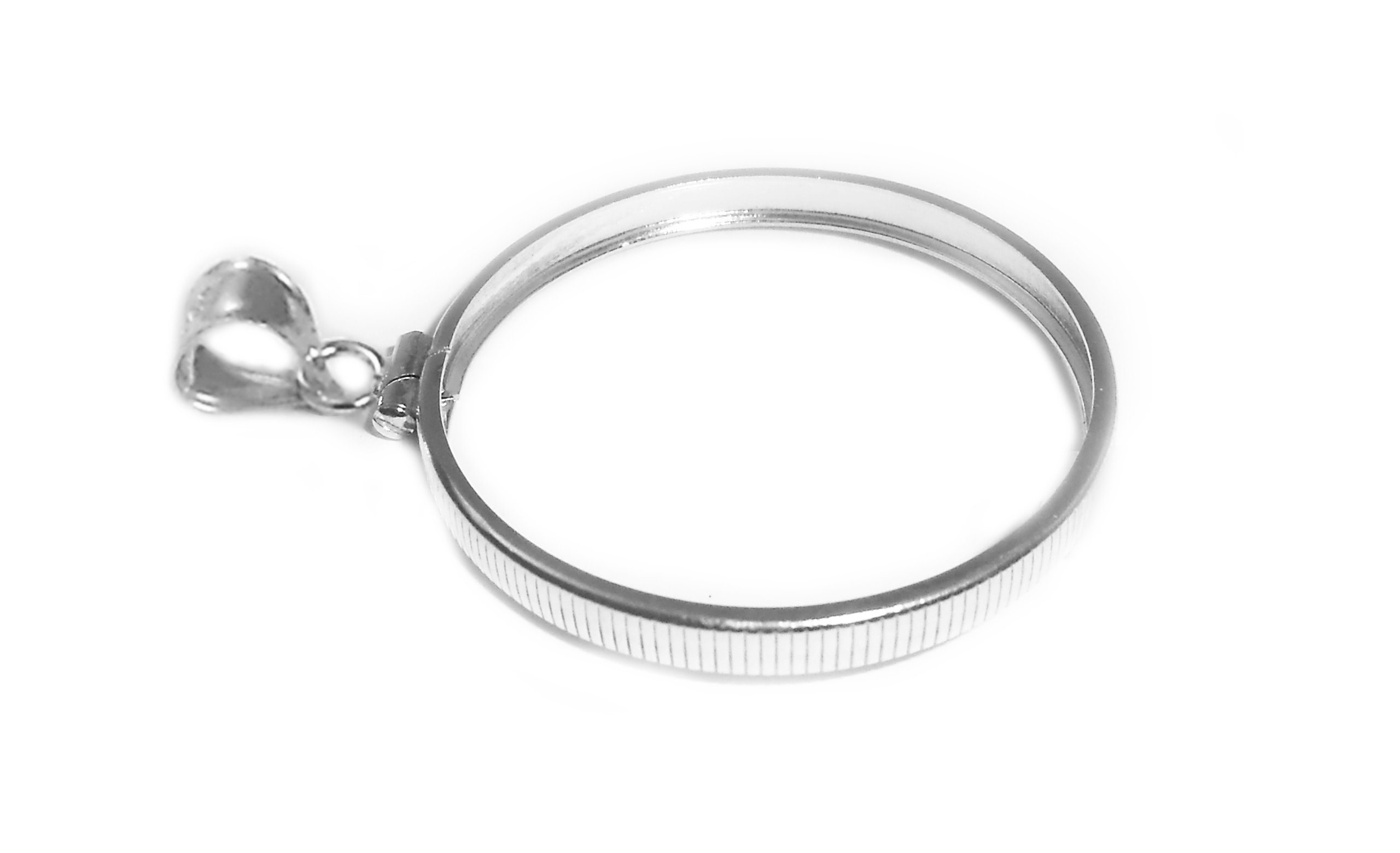 Flintski Jewelry Australian Lunar Series 1 1999-2007 Sterling Silver Coin Edge Bezel Mount Frame Pendant 32.10mm x 2.80mm