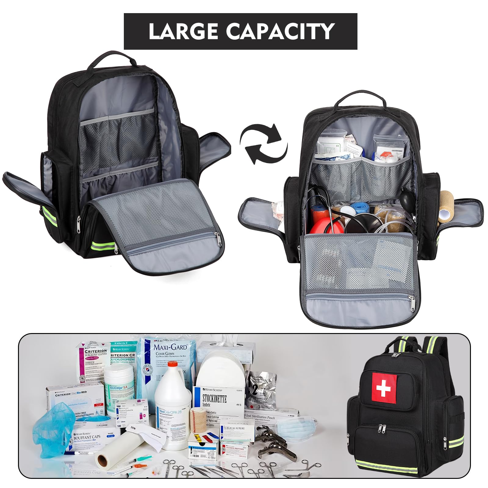 Gatycallaty First Aid Backpack Medical Emt First Responder Bag Empty Ems Emergency Home Health Hiking Trauma Travel Camping (Medium, Tropical Orange)