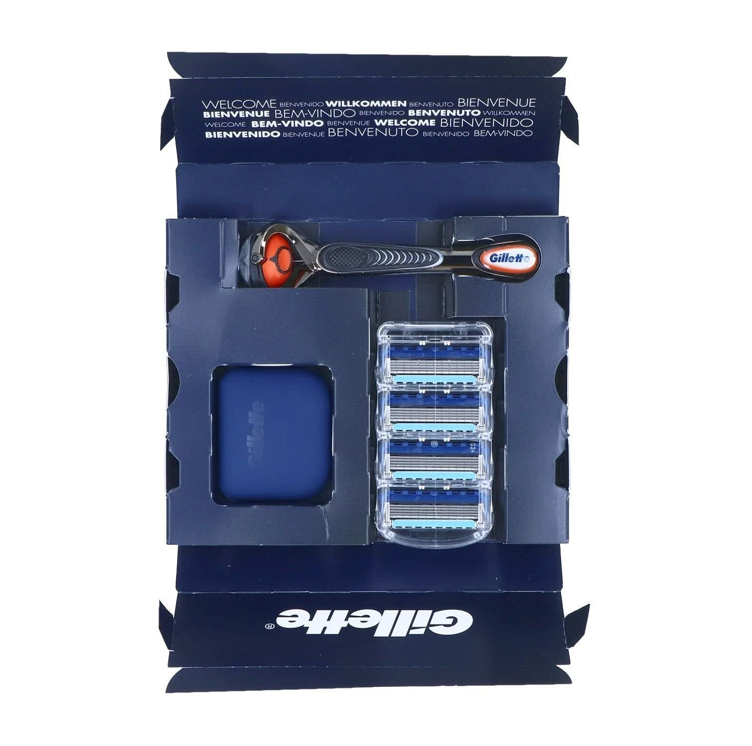 Gillette Proglide 1 Razor, 4 Refill Blade Cartridges, 1 Travel Case