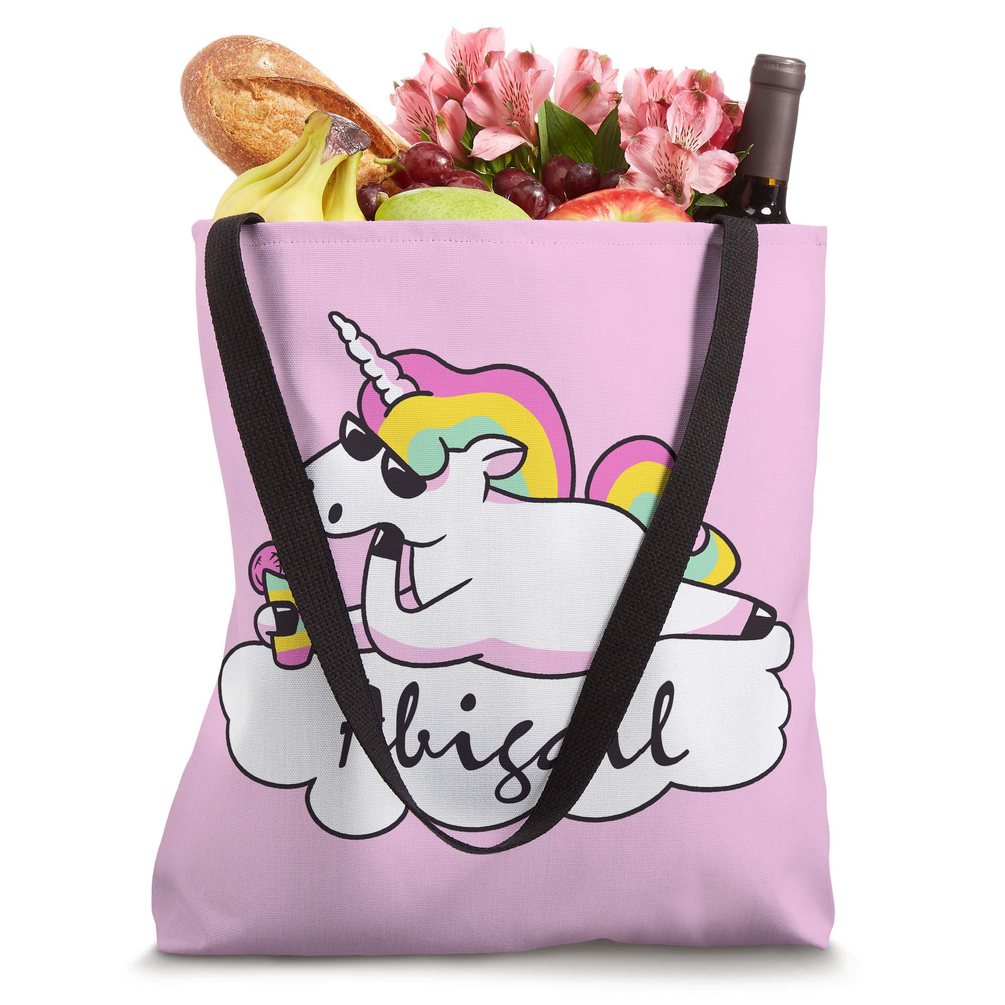 Funny Unicorn Abigail Name Gift Trendy Pink Personalized Tote Bag