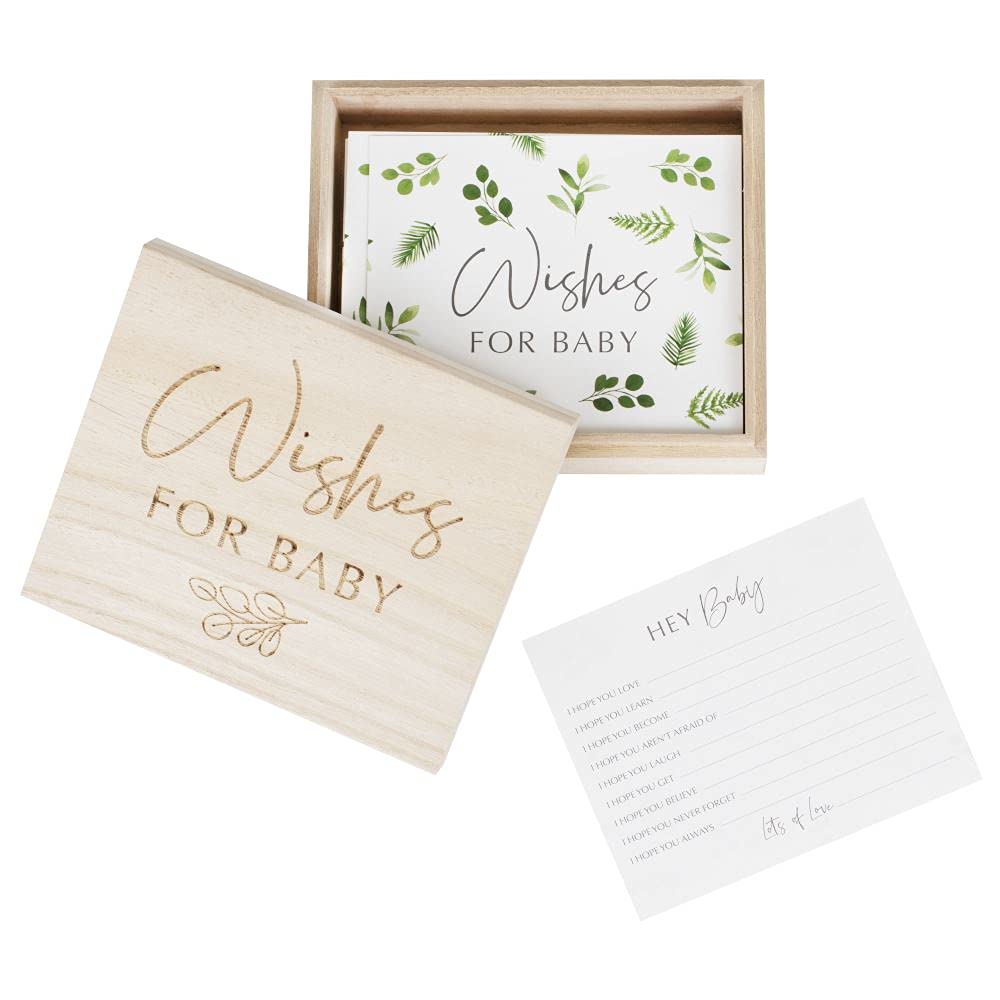 Ginger Ray Botanical Baby Shower Advice Cards & Keepsake Box, standard size, Wood