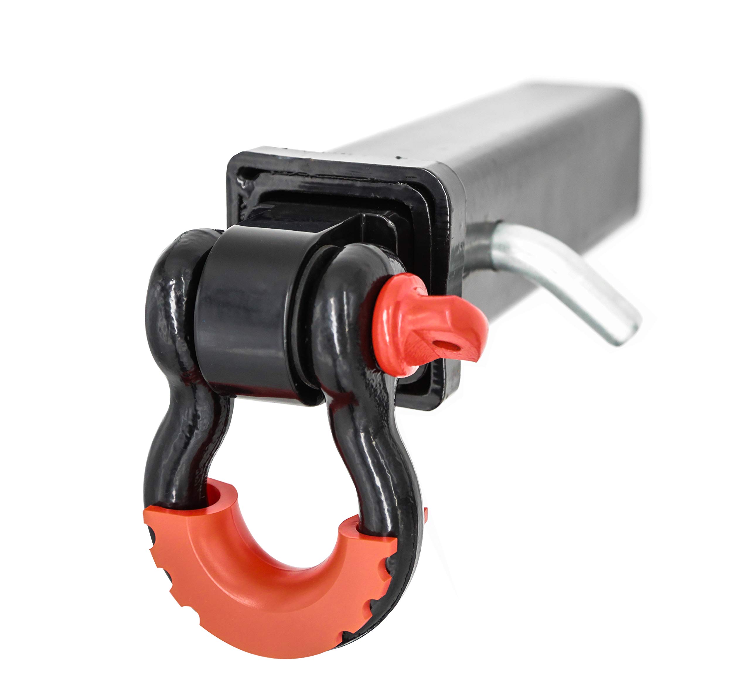 Forged Shackle Hitch Receiver (42000 Lbs Max Break) 2" Receiver & Pin + 3/4" Shackle, with Isolator & Washers. Heavy Duty Powder Coated