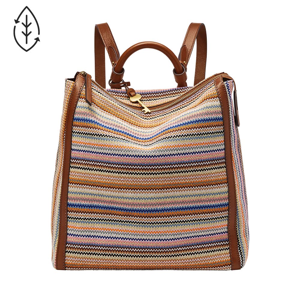 Fossil Women's Parker Fabric Convertible Large Backpack Purse Handbag, Colorful Stripes (Model: ZB1742875)