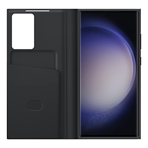 SAMSUNG Galaxy S23 Ultra S-View Wallet Phone Case, Protective Cover w/Card Holder Slot, Finger Tap Clear Window, US Version, EF-ZS918CBEGUS, Black