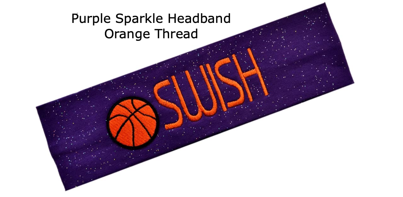 Funny Girl Designs Personalized Monogrammed Embroidered Basketball Patch Cotton Stretch Headband