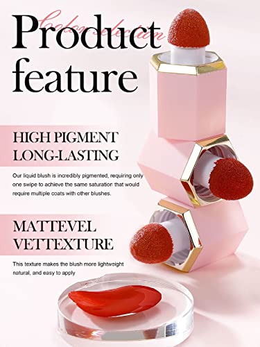 GL-Turelifes Cream Liquid Blush Makeup, Air Cushion Blush for Cheeks, High Pigment, Weightless, Velvet Mousse, Natural-Looking Long Lasting, Dewy Finish, Easy to Blend Blusher (#1 Love Cake)